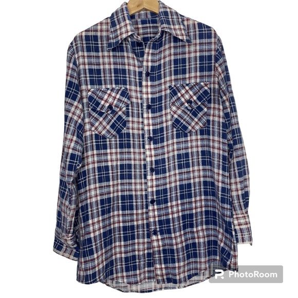 Shirts | Vintage Flannel Shirt Medium Blue Red White Ls Naturally Worn ...